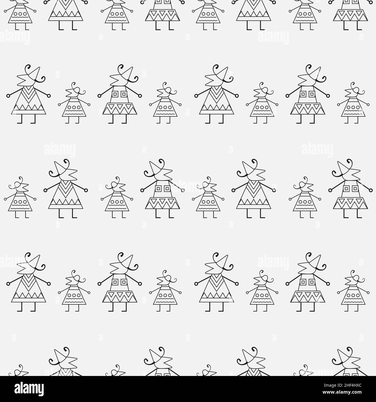 abstraction people geometric shapes seamless line pattern on white ...