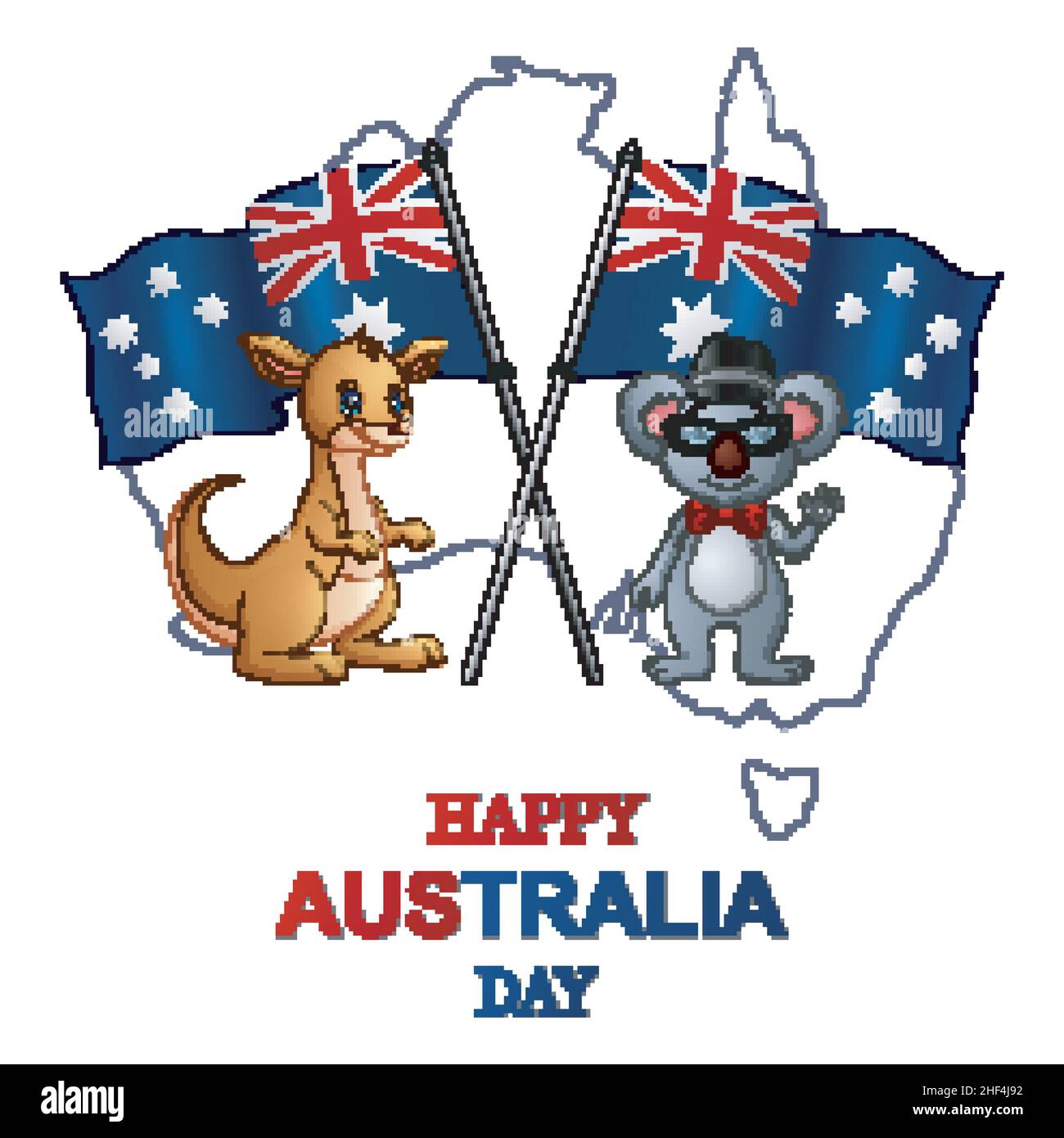Happy Australia day with kangaroo and koala Stock Vector Image & Art ...