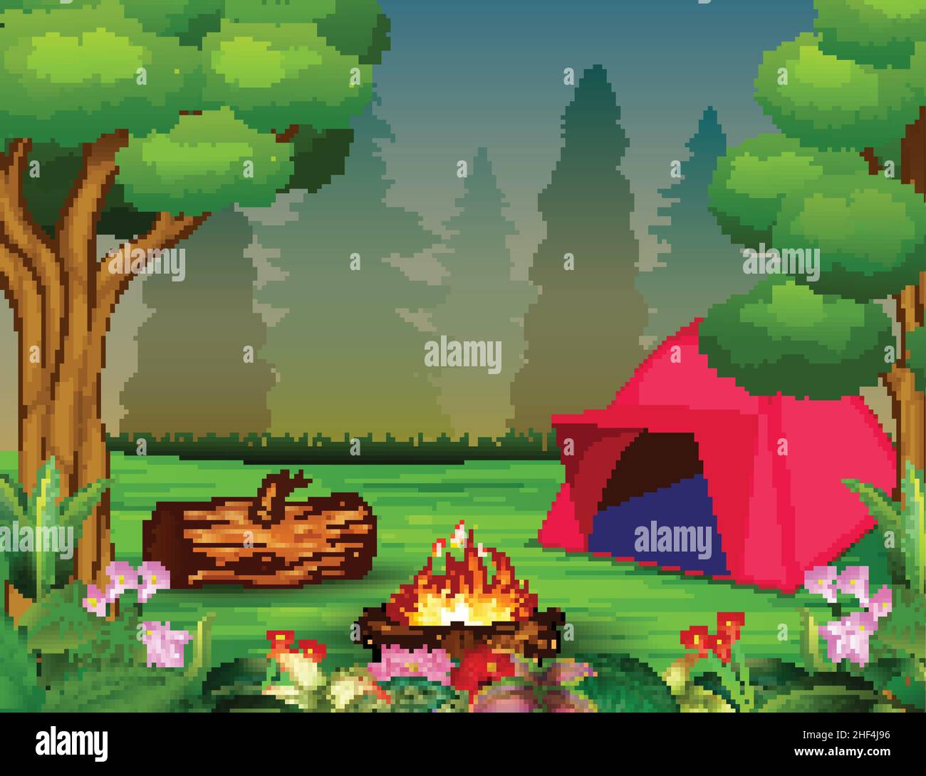 Camping tent in fir Stock Vector Images - Alamy
