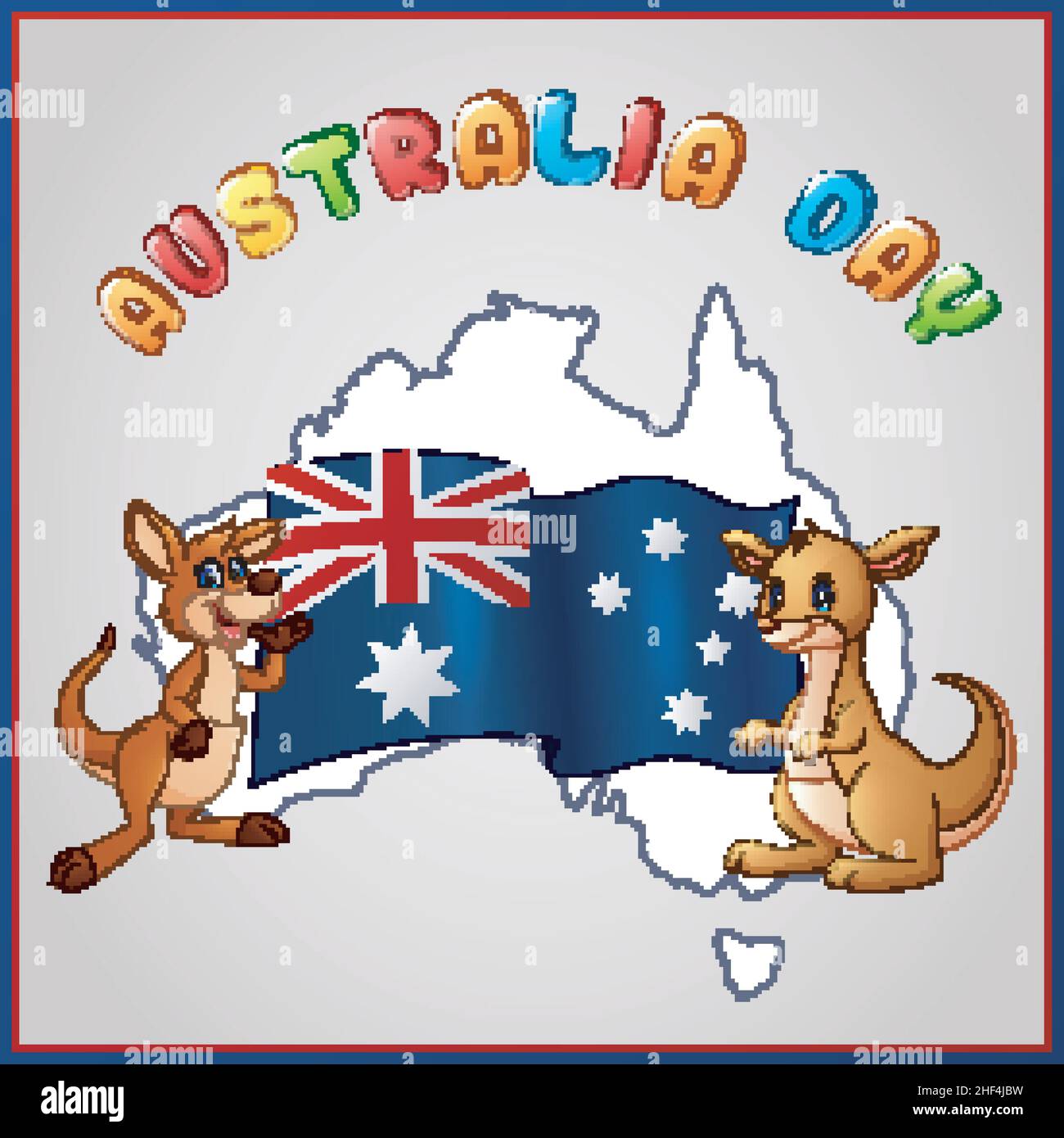 Kangaroos and Australian flag for Australia Day emblem Stock Vector ...