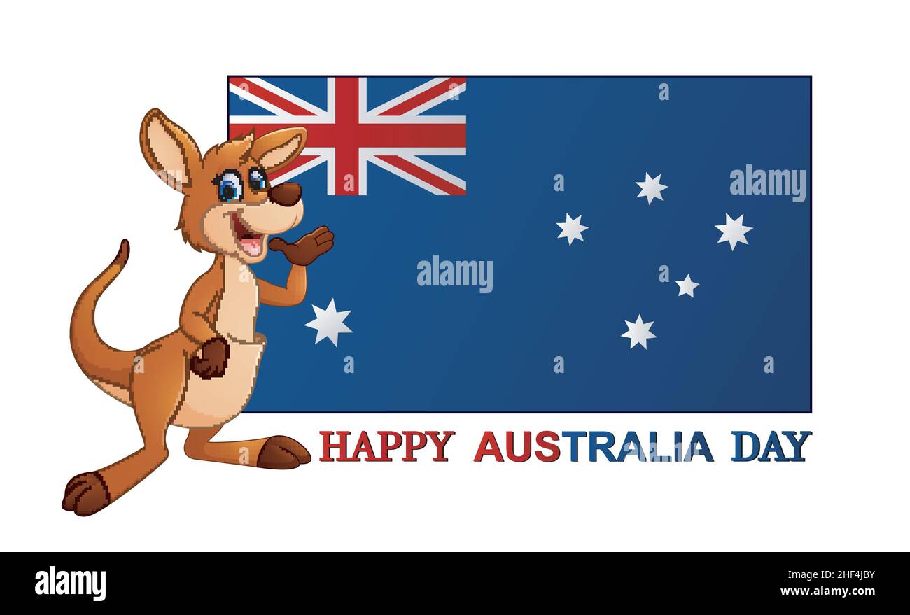 Australia day poster with kangaroo on white background Stock Vector ...
