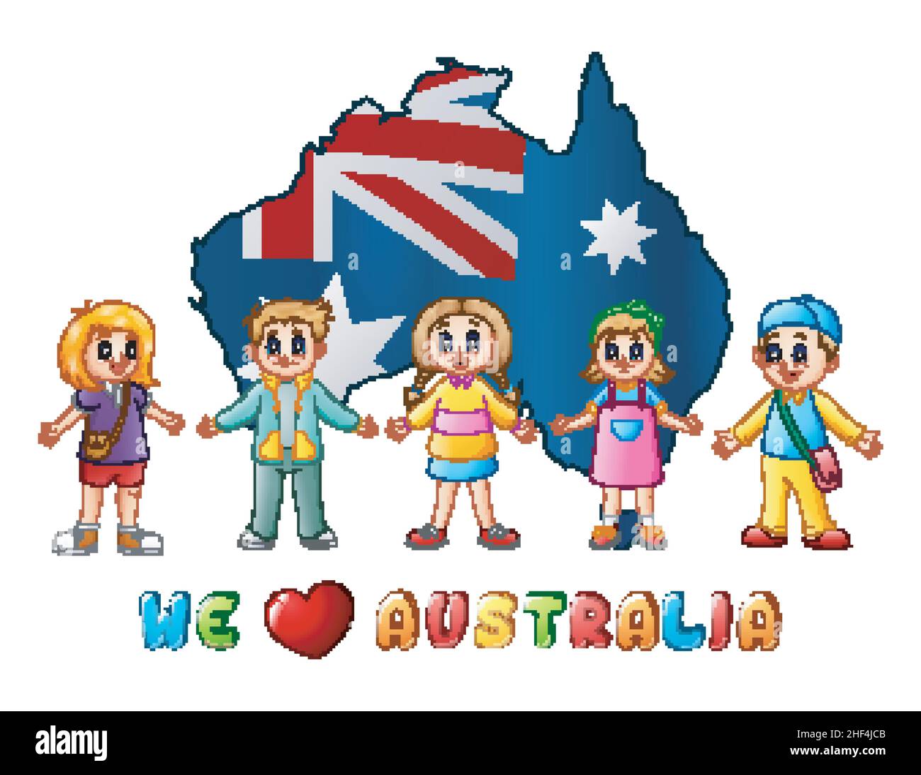 Australia Day National Flag map children love country Stock Vector ...