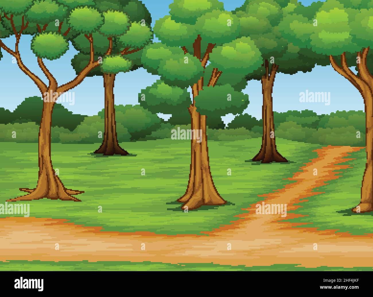 Cartoon of forest scene with dirt road Stock Vector Image & Art - Alamy
