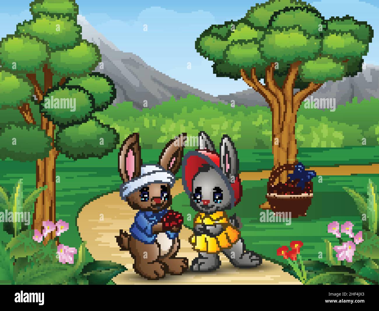 Cartoon rabbit couple on valentine day Stock Vector Image & Art - Alamy