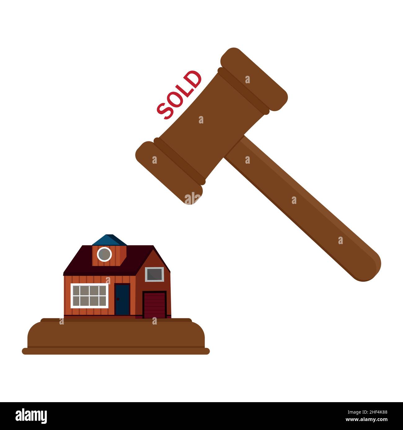 House for sale at auction, color vector isolated illustration Stock ...