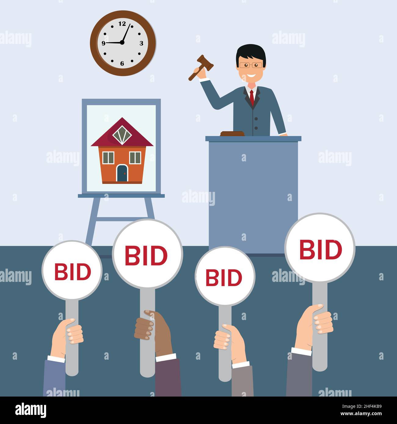 House for sale at auction, color vector isolated illustration Stock ...