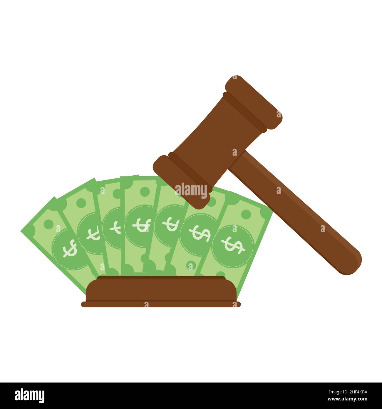 Auction hammer and cash bid, color vector isolated illustration Stock ...