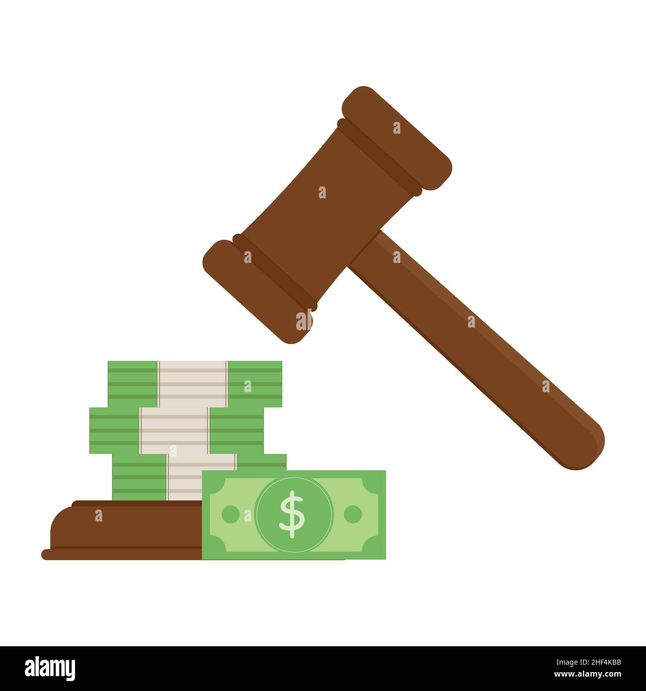 Auction hammer and cash bid, color vector isolated illustration Stock ...