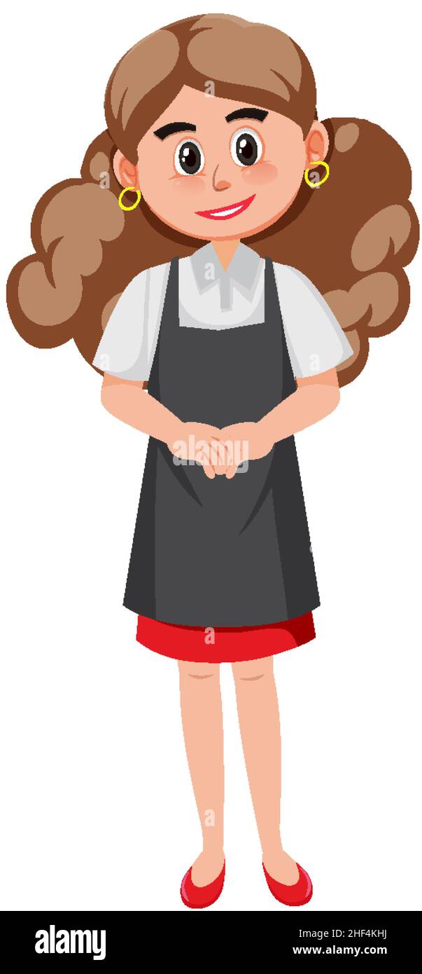 A housekeeper cartoon character on white background illustration Stock ...