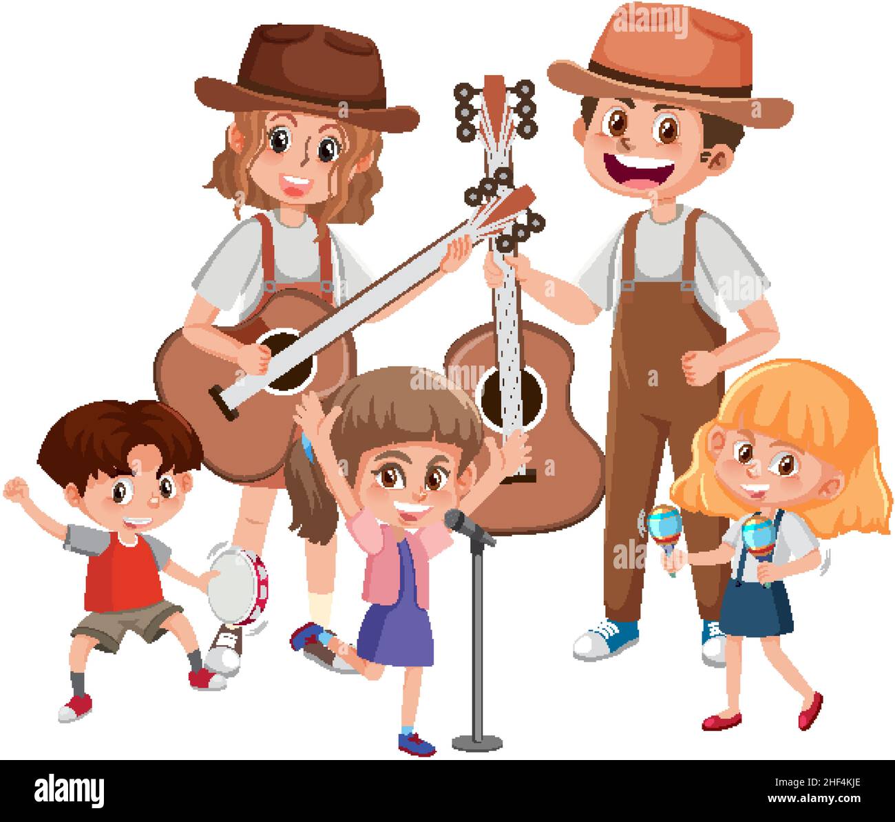 Group of musicians cartoon character on white background illustration ...