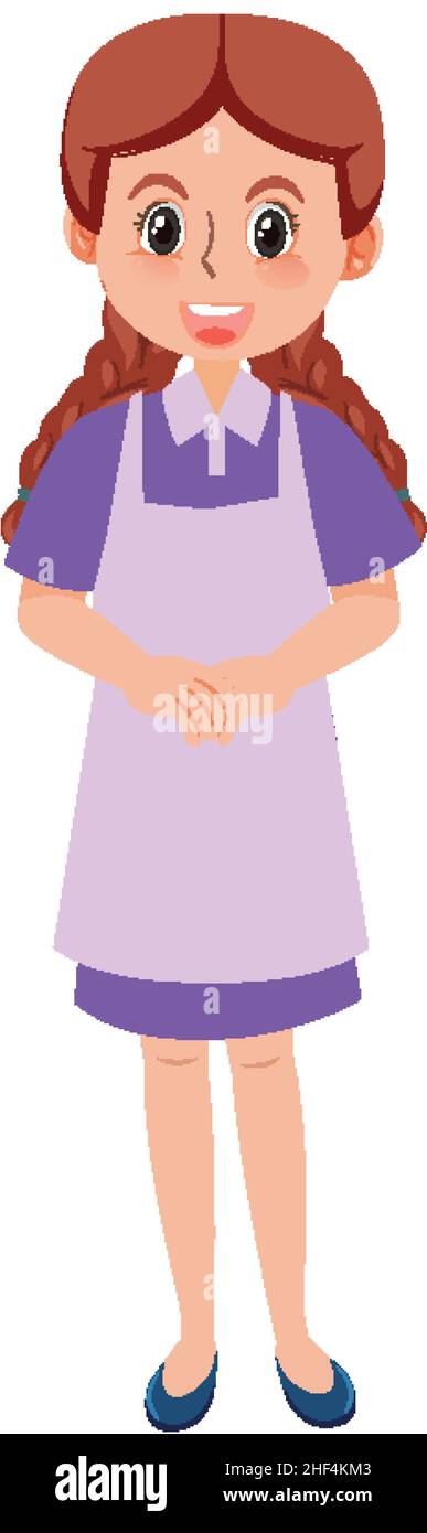 A housekeeper cartoon character on white background illustration Stock ...