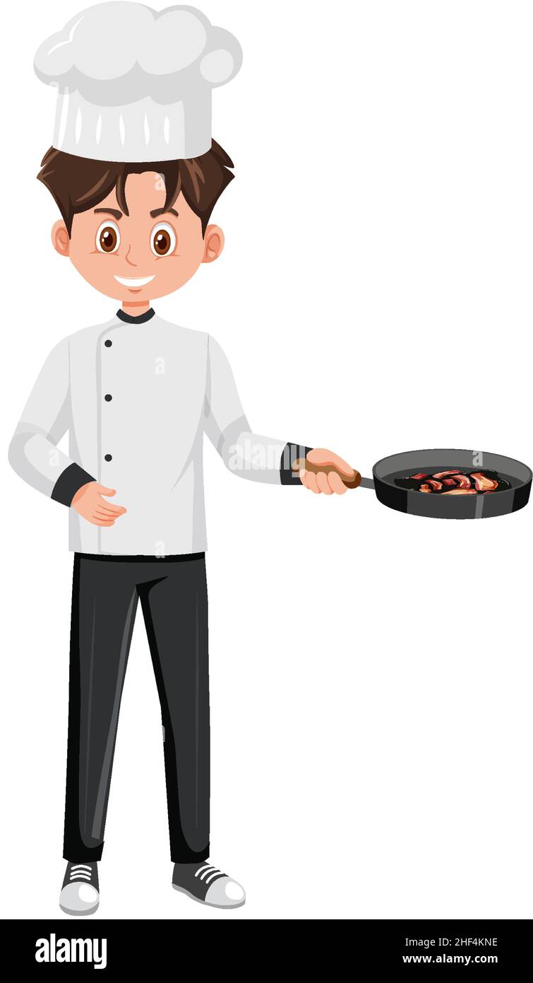 A professional chef holding pan illustration Stock Vector Image & Art ...