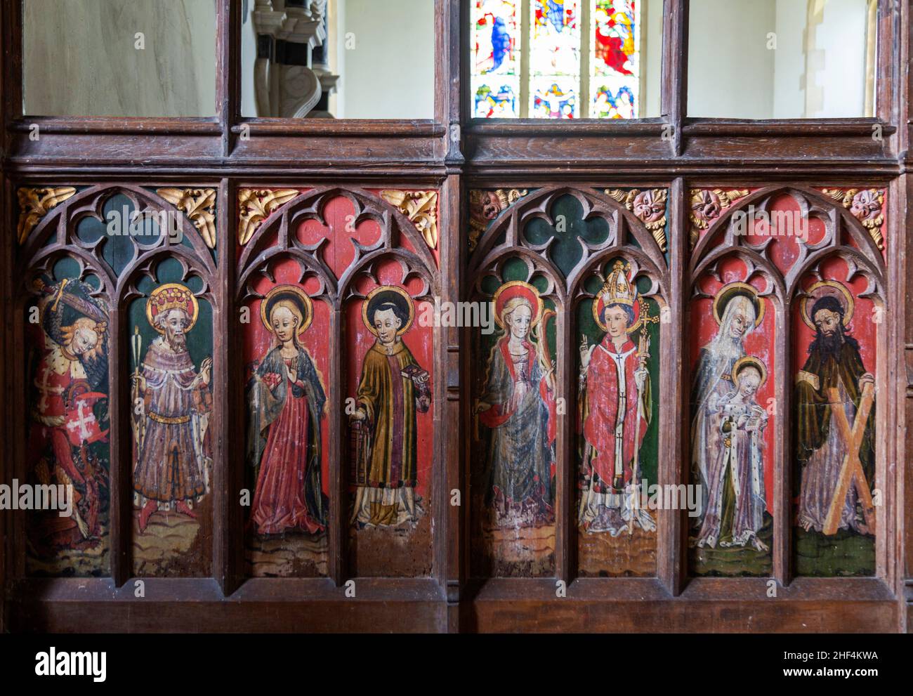 Medieval rood screen Somerleyton church, Suffolk, Saints Michael ...