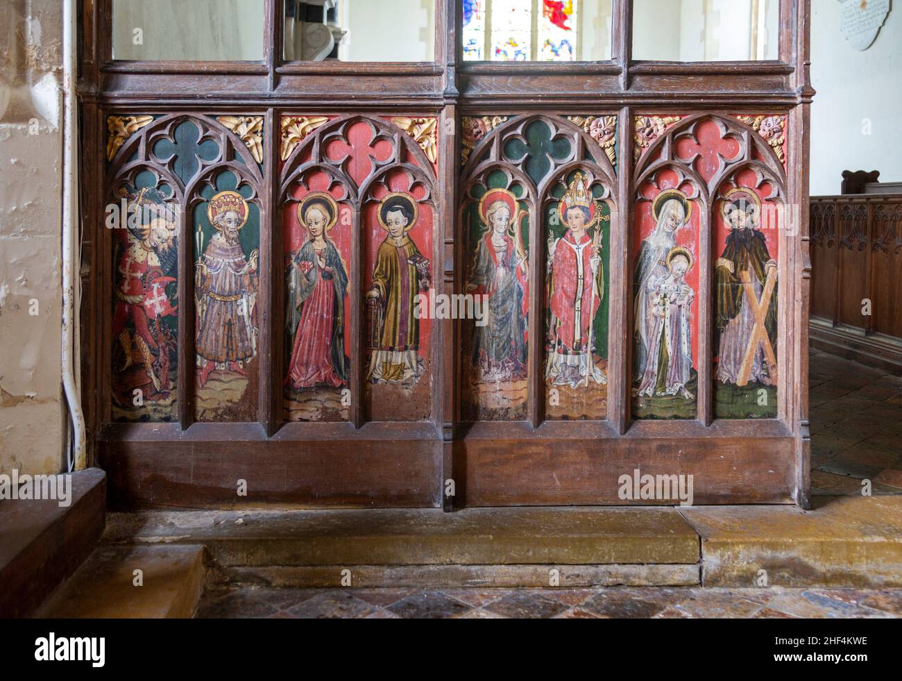 Medieval rood screen Somerleyton church, Suffolk, Saints Michael ...