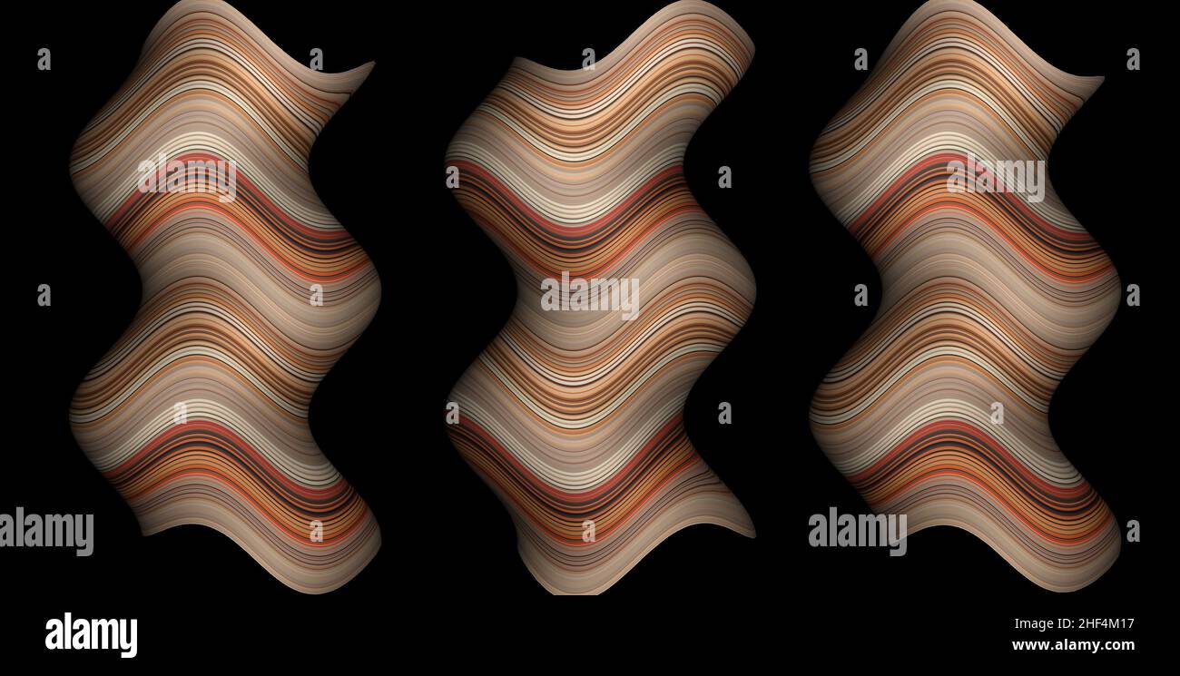 3D illustration of colorful banner with blended abstract curve shapes ...