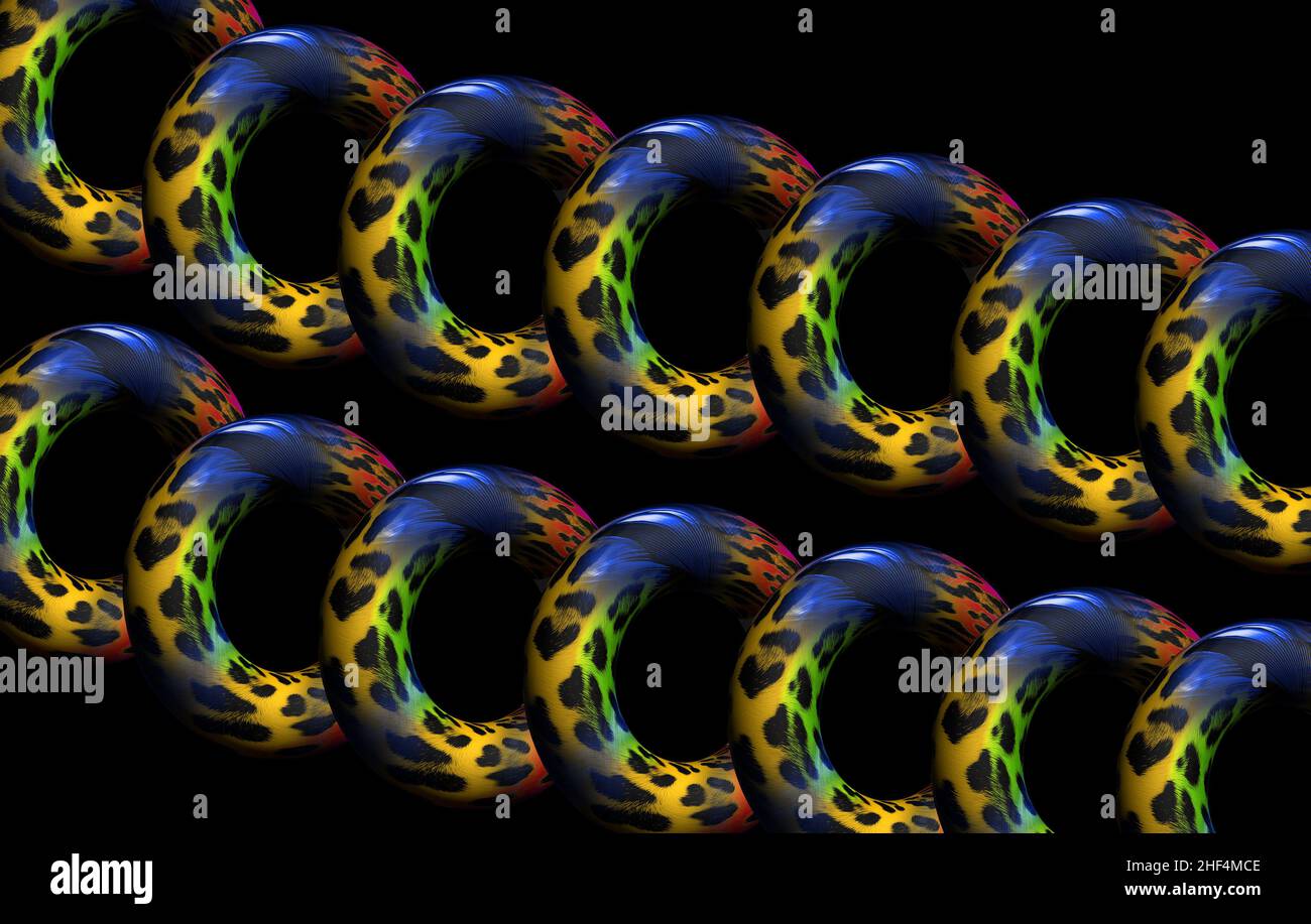 3D illustration of colorful banner with blended abstract curve shapes ...