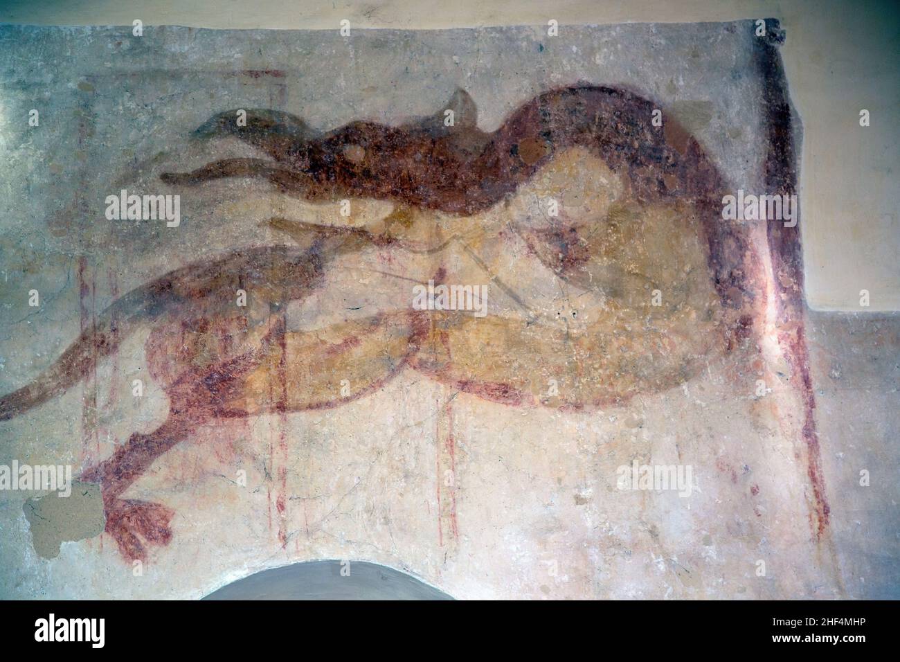 Medieval wall paintings in Wissington church, Suffolk, England, UK ...