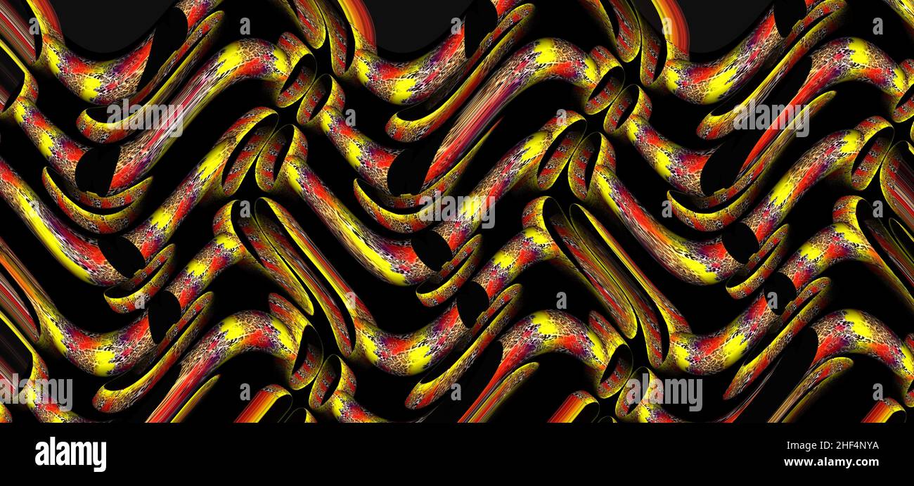 3D illustration of colorful banner with blended abstract curve shapes ...