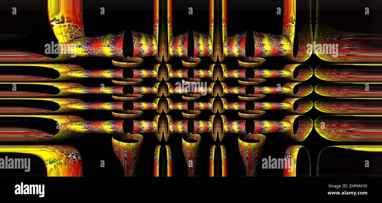 3D illustration of colorful banner with blended abstract curve shapes ...