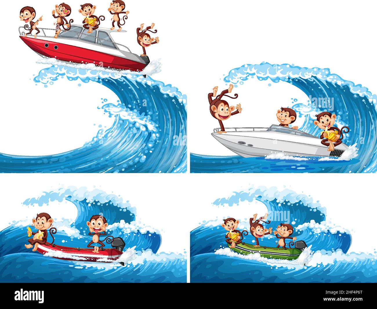 Many monkeys doing different activities illustration Stock Vector Image ...