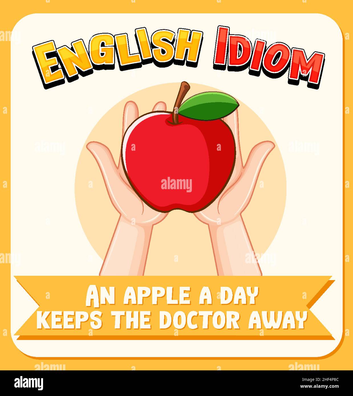 English idiom with an apple a day keeps the doctor away illustration ...