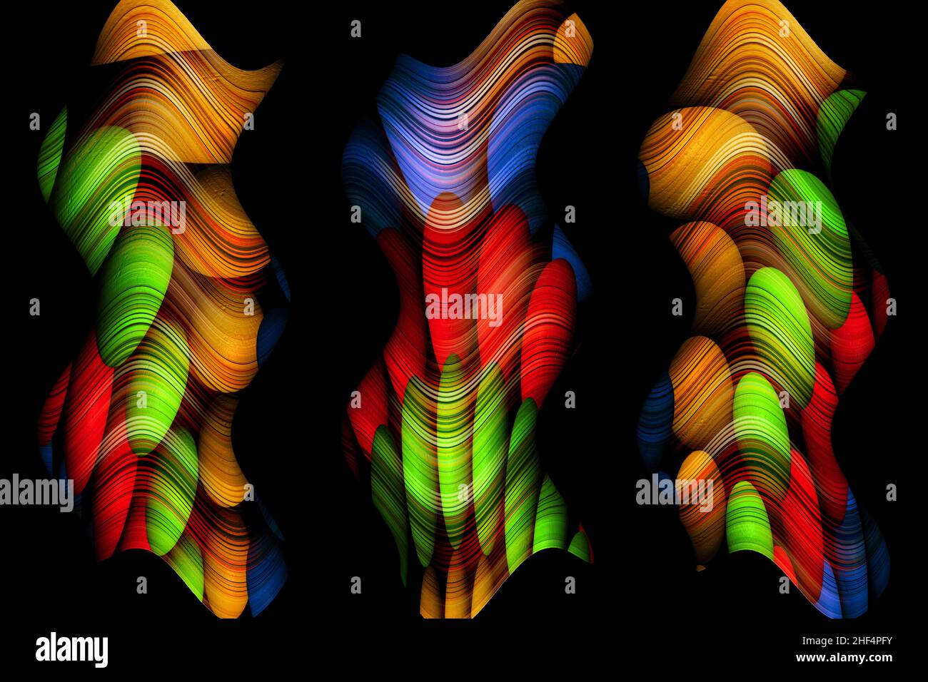 3D illustration of colorful banner with blended abstract curve shapes ...