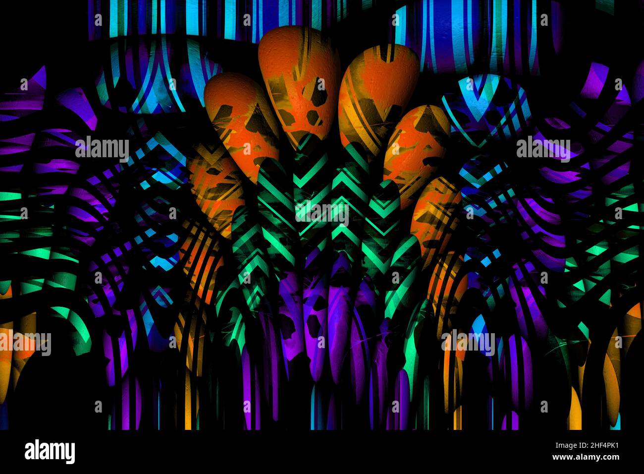 3D illustration of colorful banner with blended abstract curve shapes ...