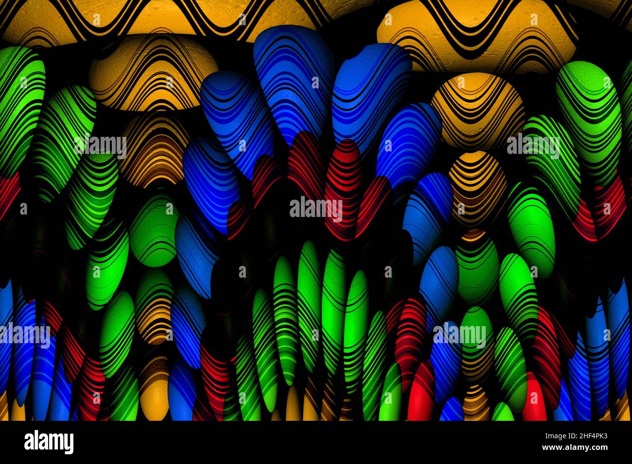 3D illustration of colorful banner with blended abstract curve shapes ...