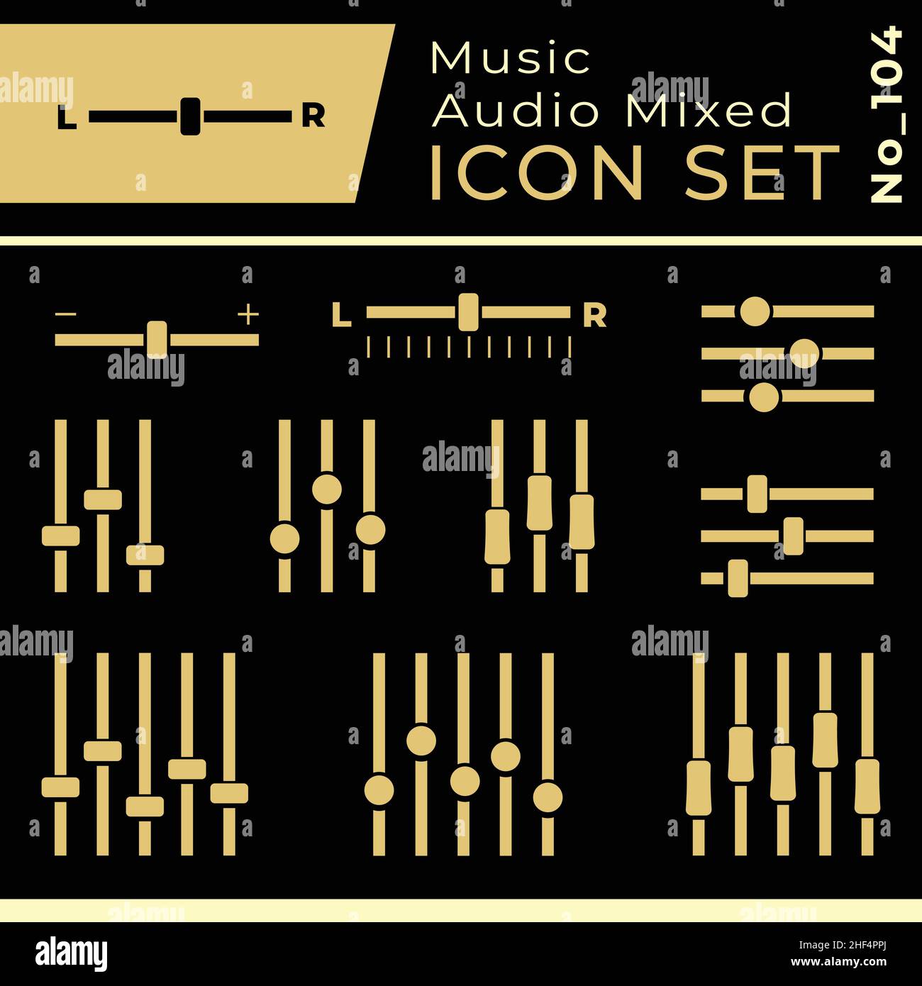 Audio mixer icon set. Equalizer icon collection. Vector and ...