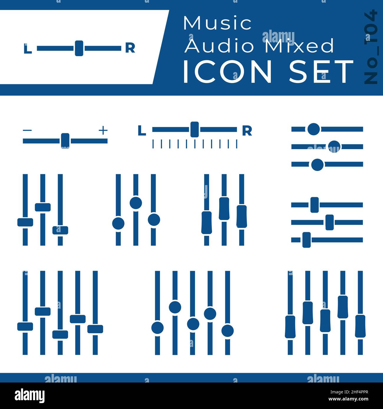 Audio mixer icon set. Equalizer icon collection. Vector and ...