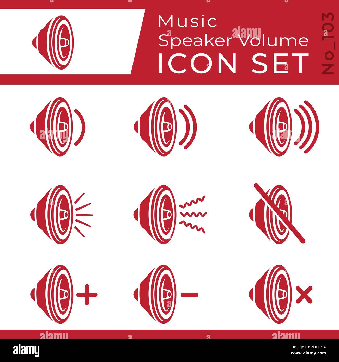 Music Speaker Volume Icons Set. Vector and illustration Stock Vector ...