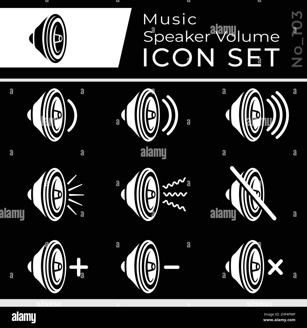 Music Speaker Volume Icons Set. Vector and illustration Stock Vector ...