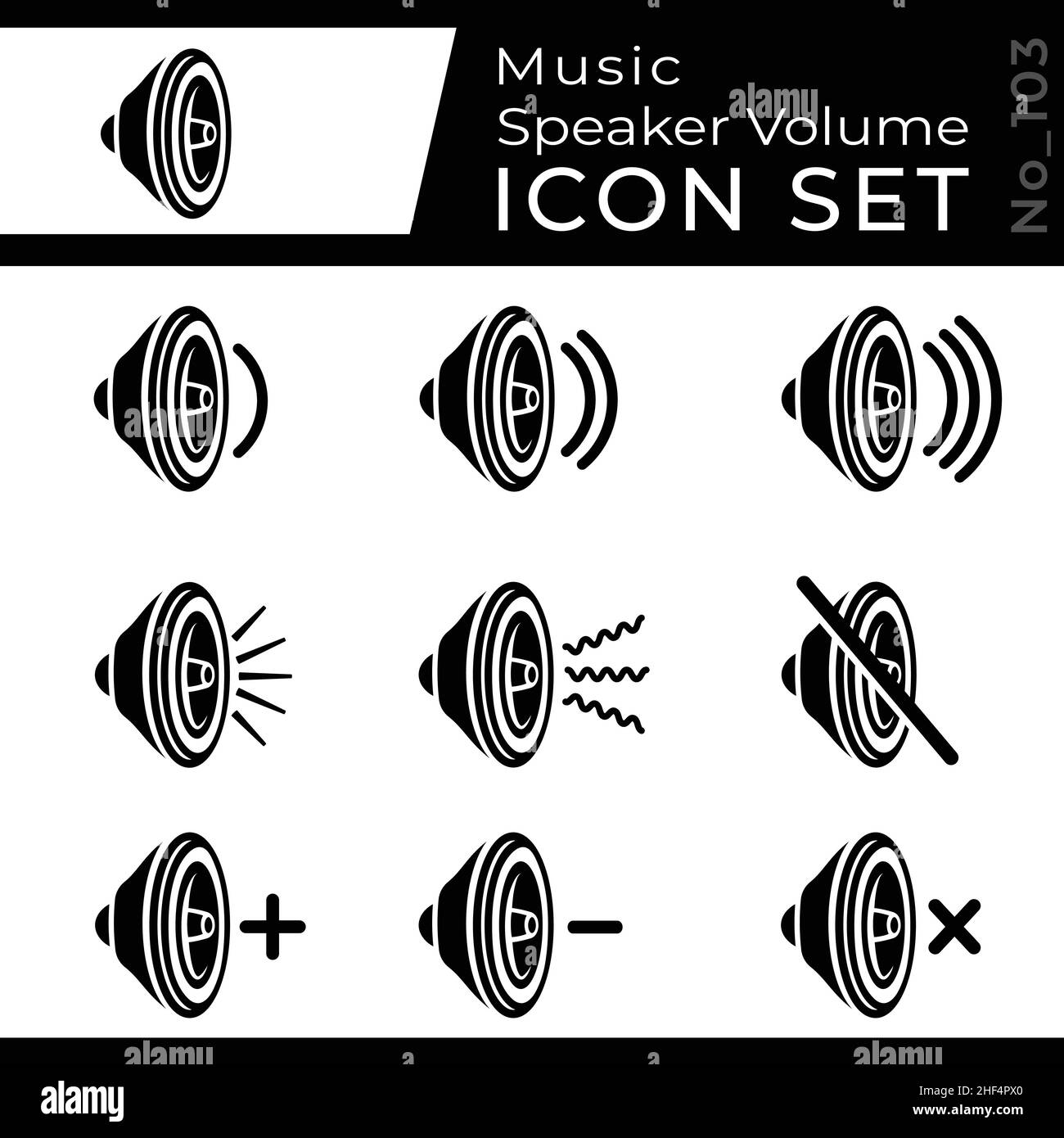 Music Speaker Volume Icons Set. Vector and illustration Stock Vector ...