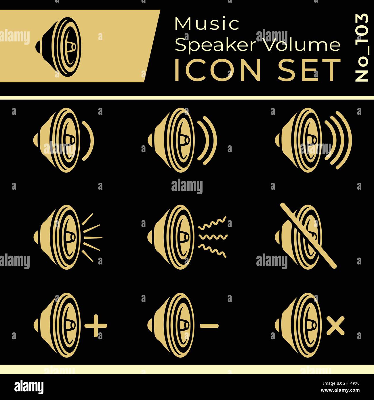 Music Speaker Volume Icons Set. Vector and illustration Stock Vector ...