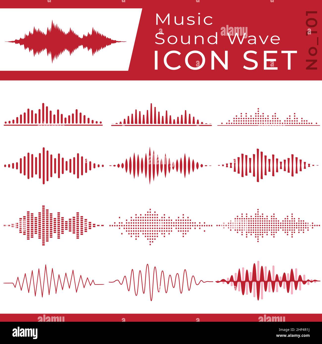 Sound waves icon set. Music sound wave equalizer vector design ...