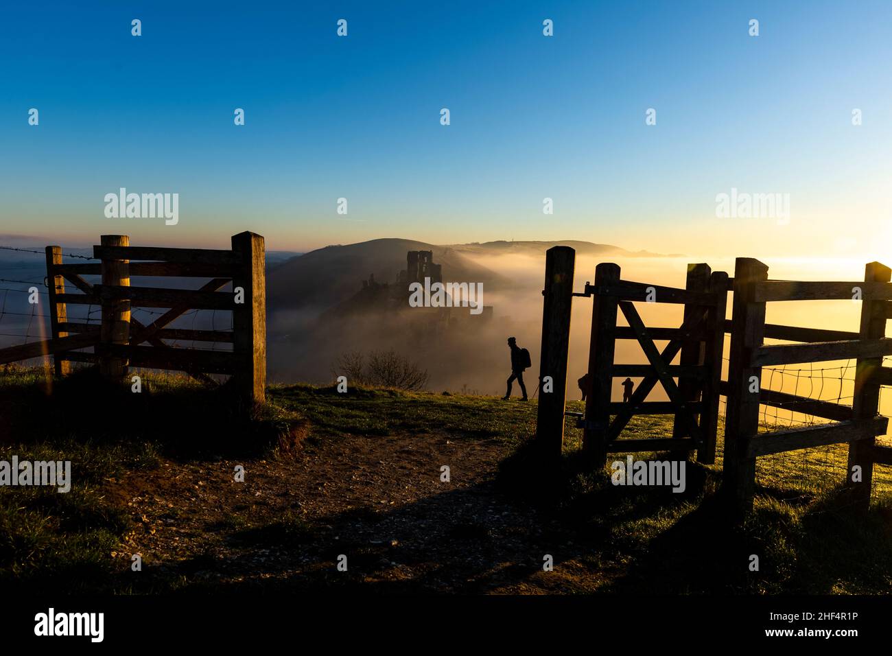 Corfe castle in silhouette hi-res stock photography and images - Alamy