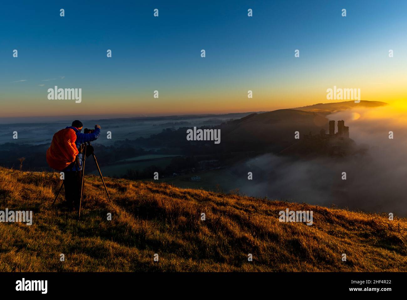 Corfe castle in silhouette hi-res stock photography and images - Alamy