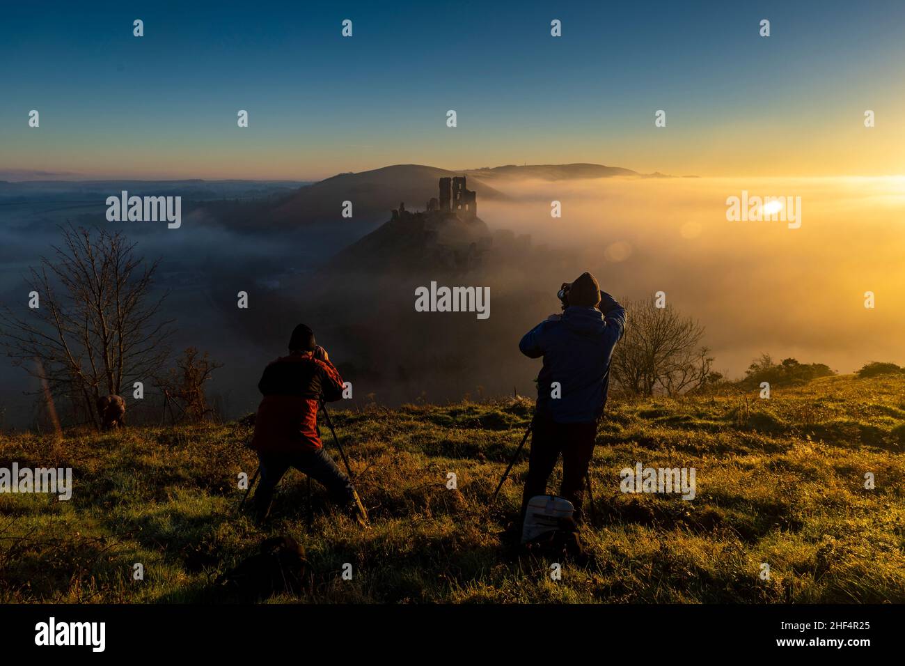 Corfe castle in silhouette hi-res stock photography and images - Alamy