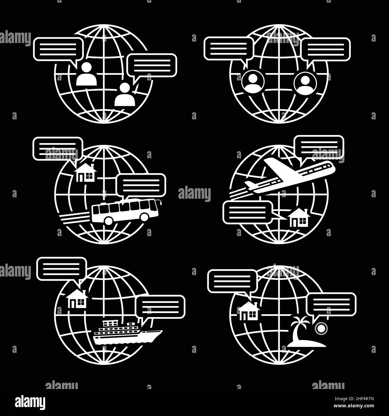 Global conversation icons set. Speech, bubble, chat, earth, globe ... Global conversation icons set. Speech, bubble, chat, earth, globe ...