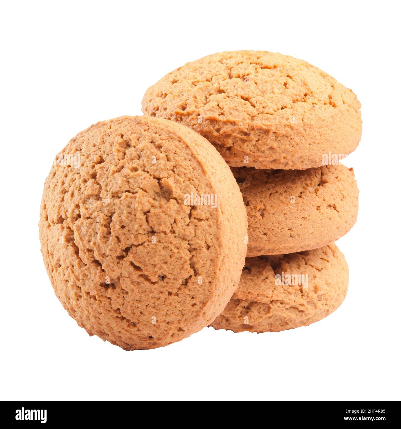 Sweet round homemade butter cookies stacked isolated on white Stock ...