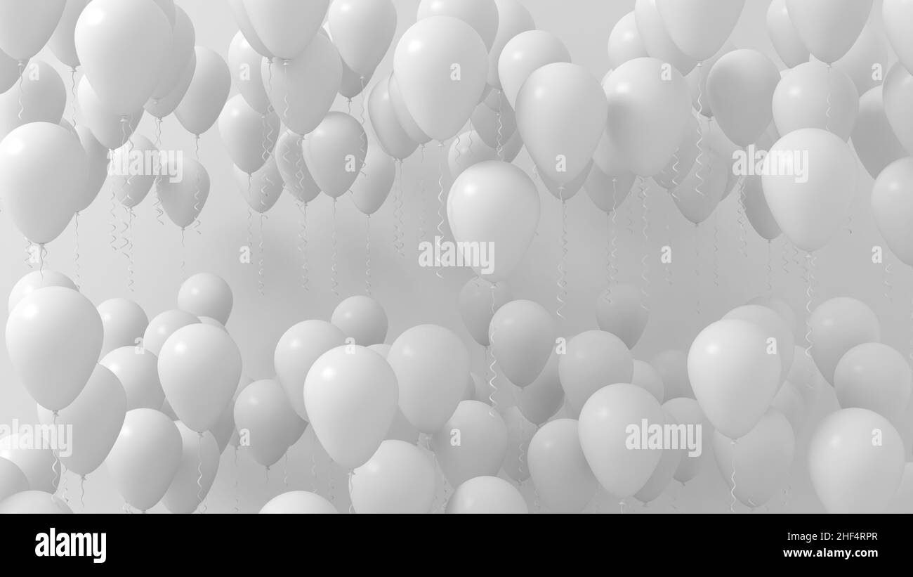 White balloons floating background Stock Photo - Alamy