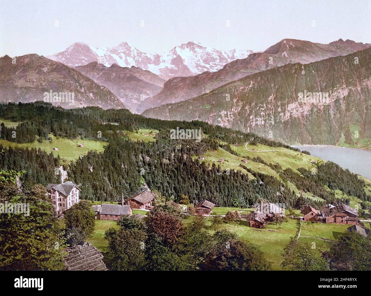 Beatenberg village, Hotel Silberhorn and Lake Thun, Interlaken, Bern ...