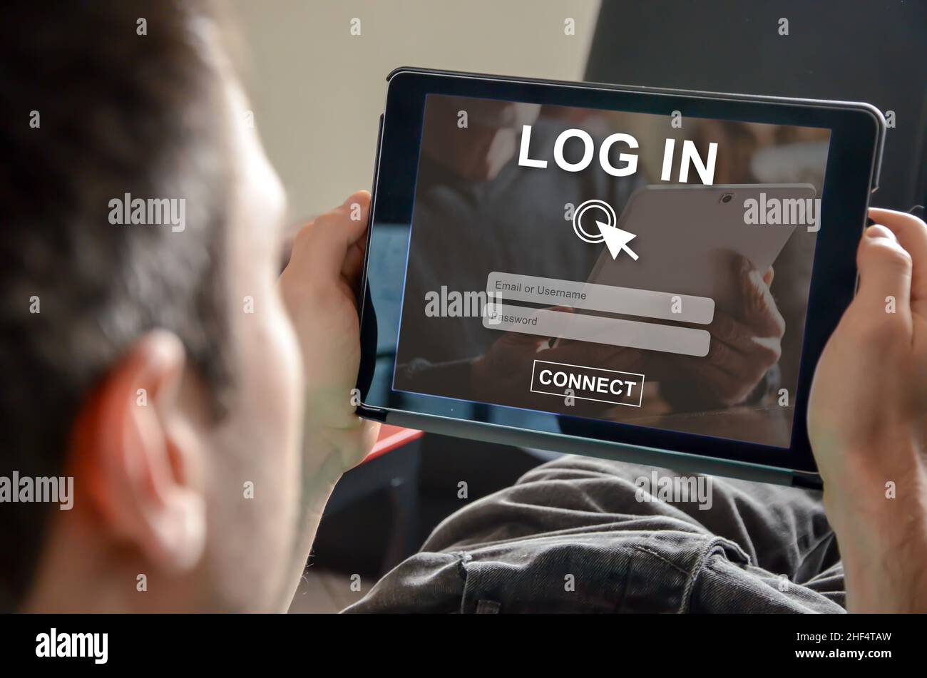 Login concept on a tablet Stock Photo - Alamy