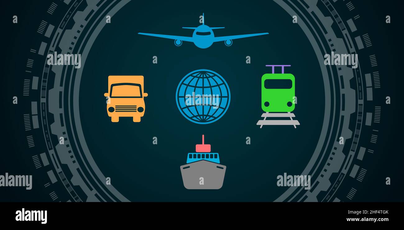 Illustration of a global transpotation concept Stock Photo - Alamy