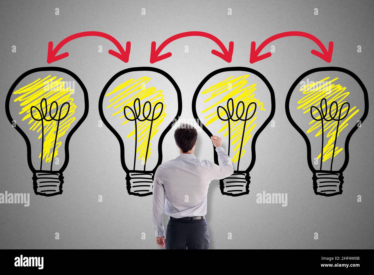 Brainstorming concept drawn by a businessman Stock Photo - Alamy