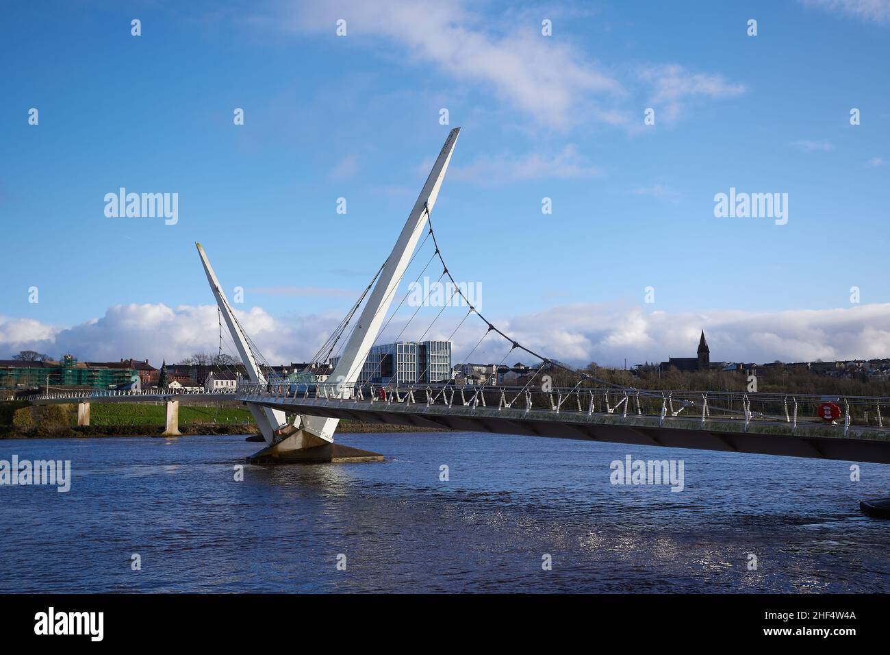 Scenic view of Londonderry, Peace Bridge, Northern Ireland Stock Photo ...