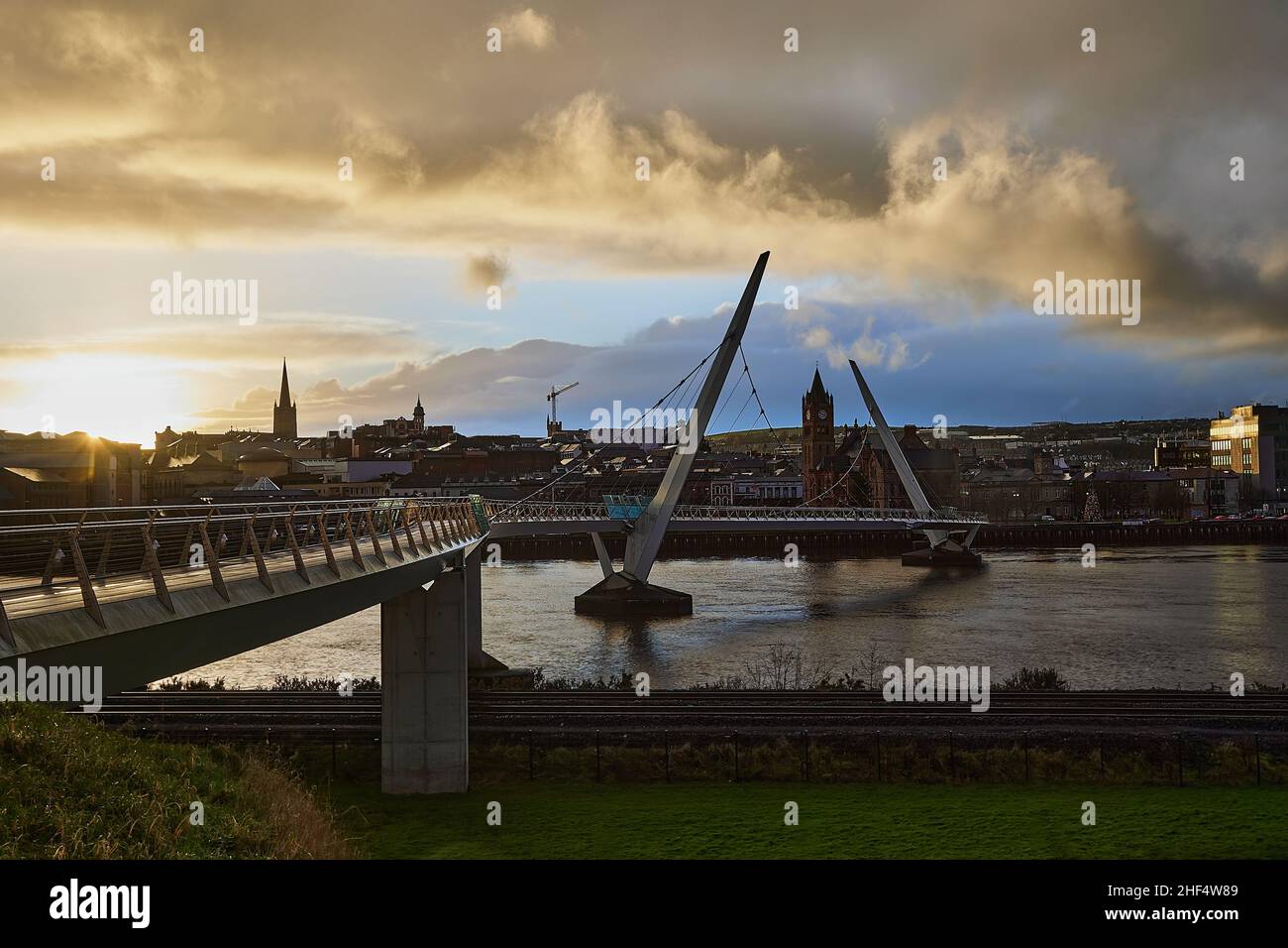 long exposure with clouds from the Scenic view of Londonderry, Peace ...