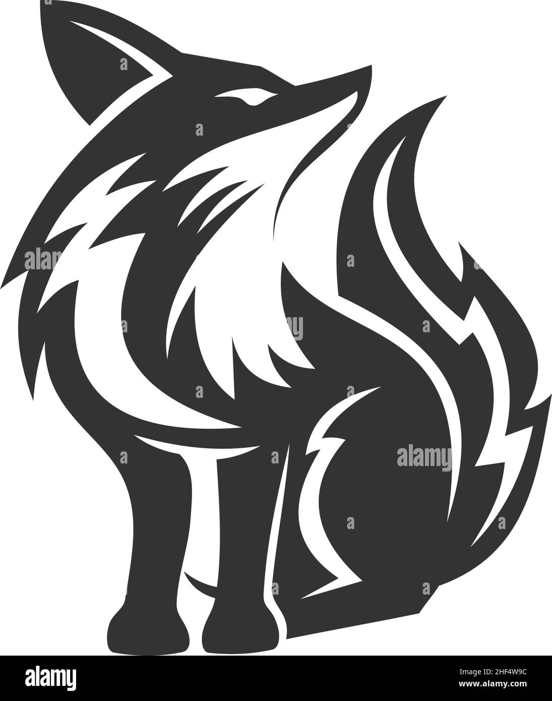 Cartoon fox sitting Black and White Stock Photos & Images - Alamy