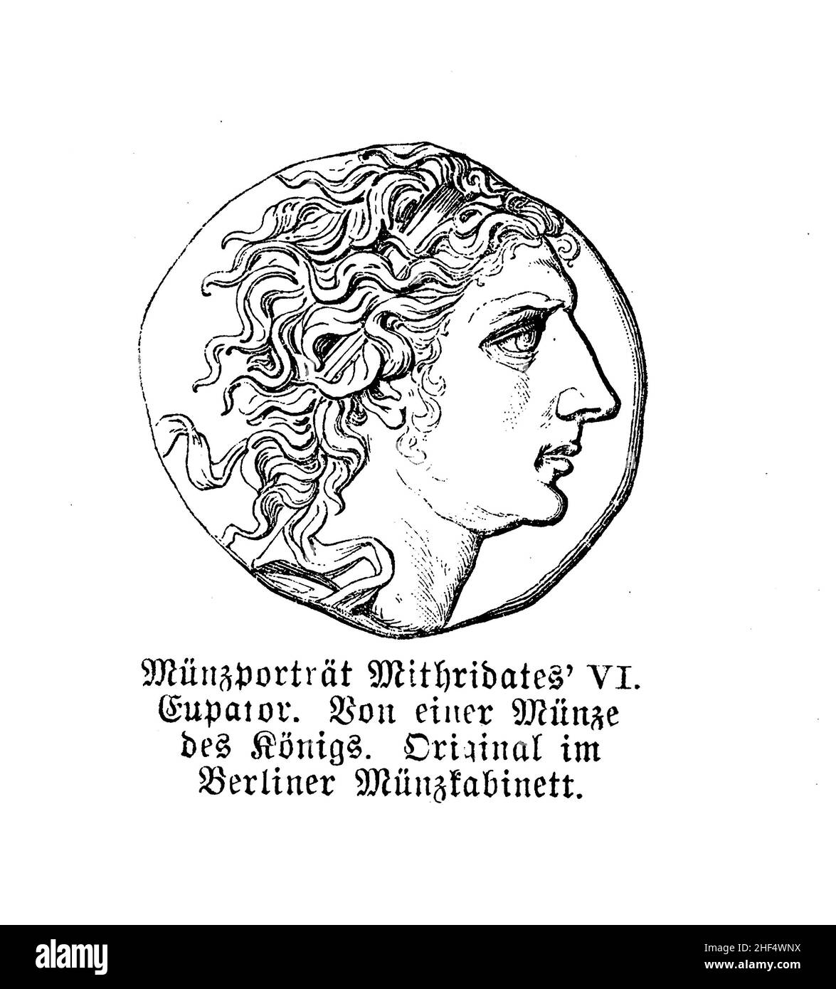 Ancient coin with the head of Mithridates VI Eupator King of Pontus in ...