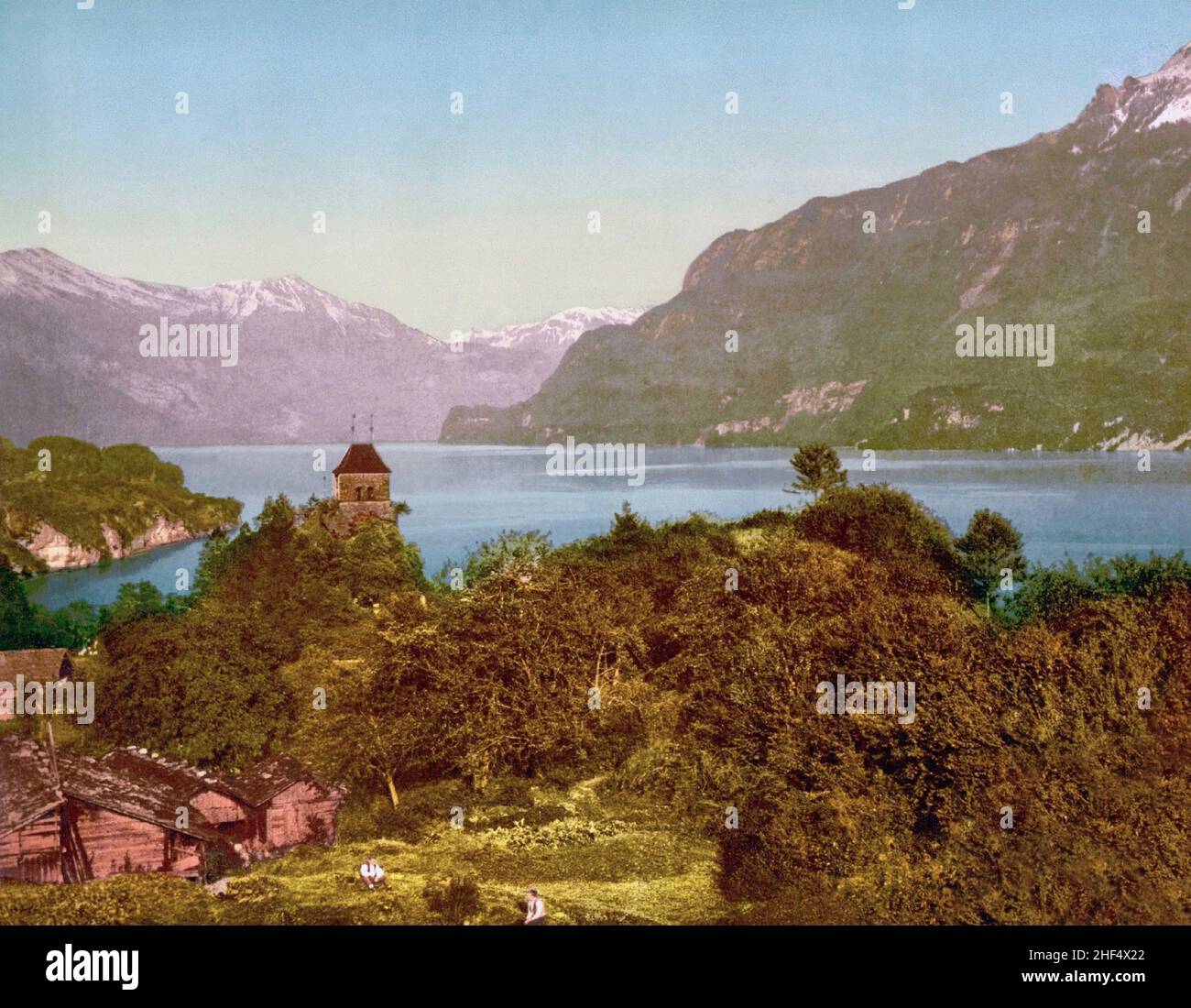 Lake Brienz, Brienz, Bernese Oberland, Bern, Switzerland 1890 Stock ...